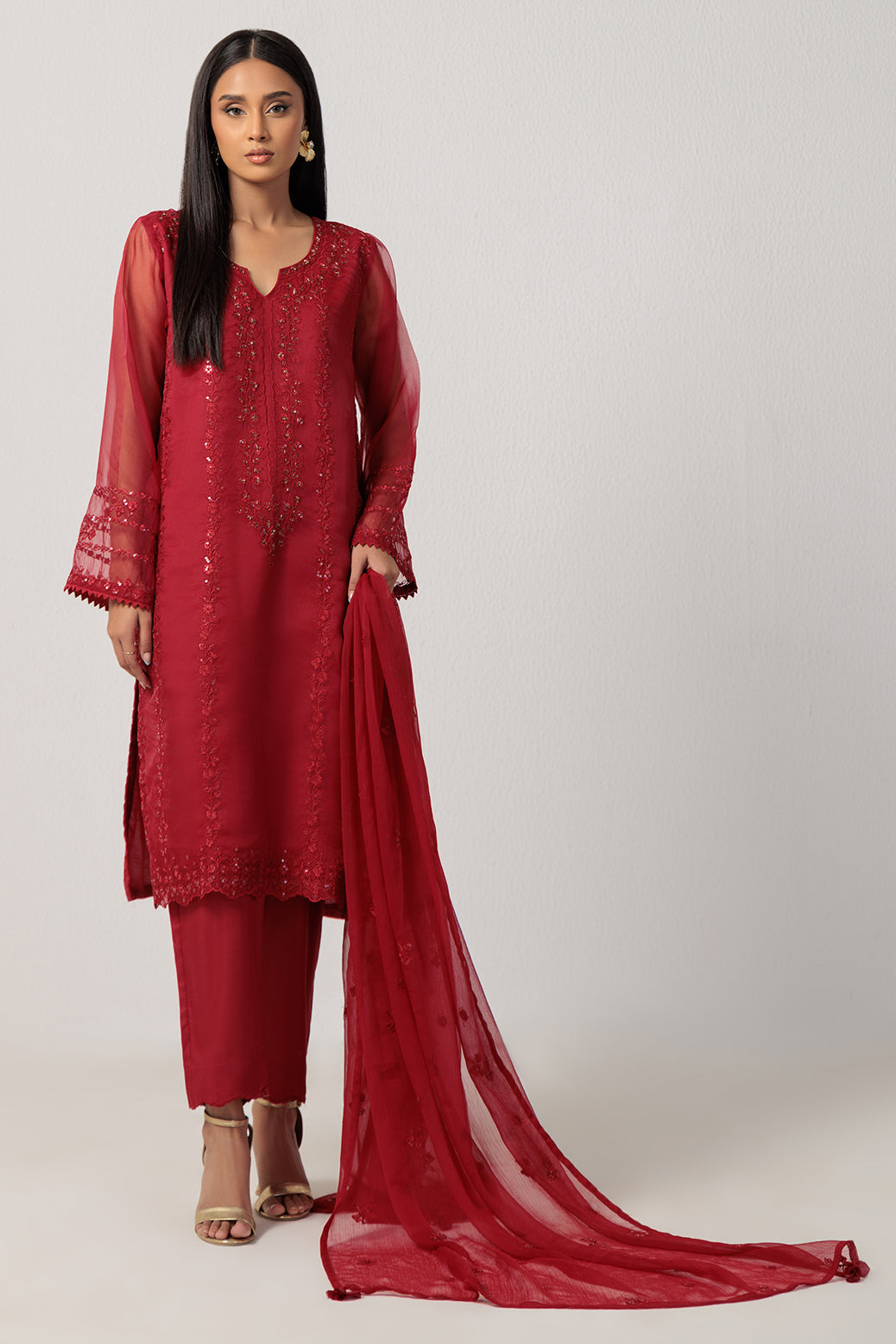 RED-ORGANZA-3 PIECE (BPS5243P14) – Bonanza Satrangi