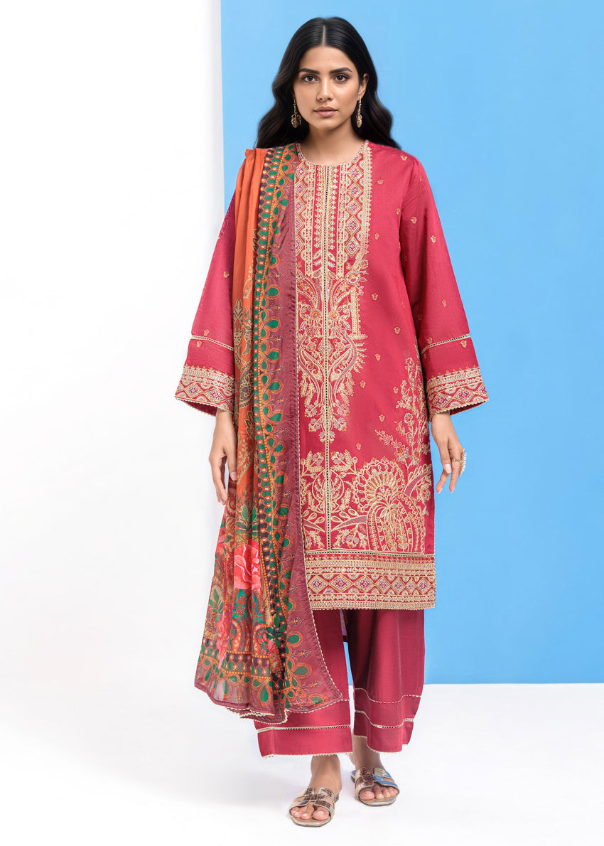 Red-Cotton Silk-3 Piece (WPS25FE3052) – Bonanza Satrangi