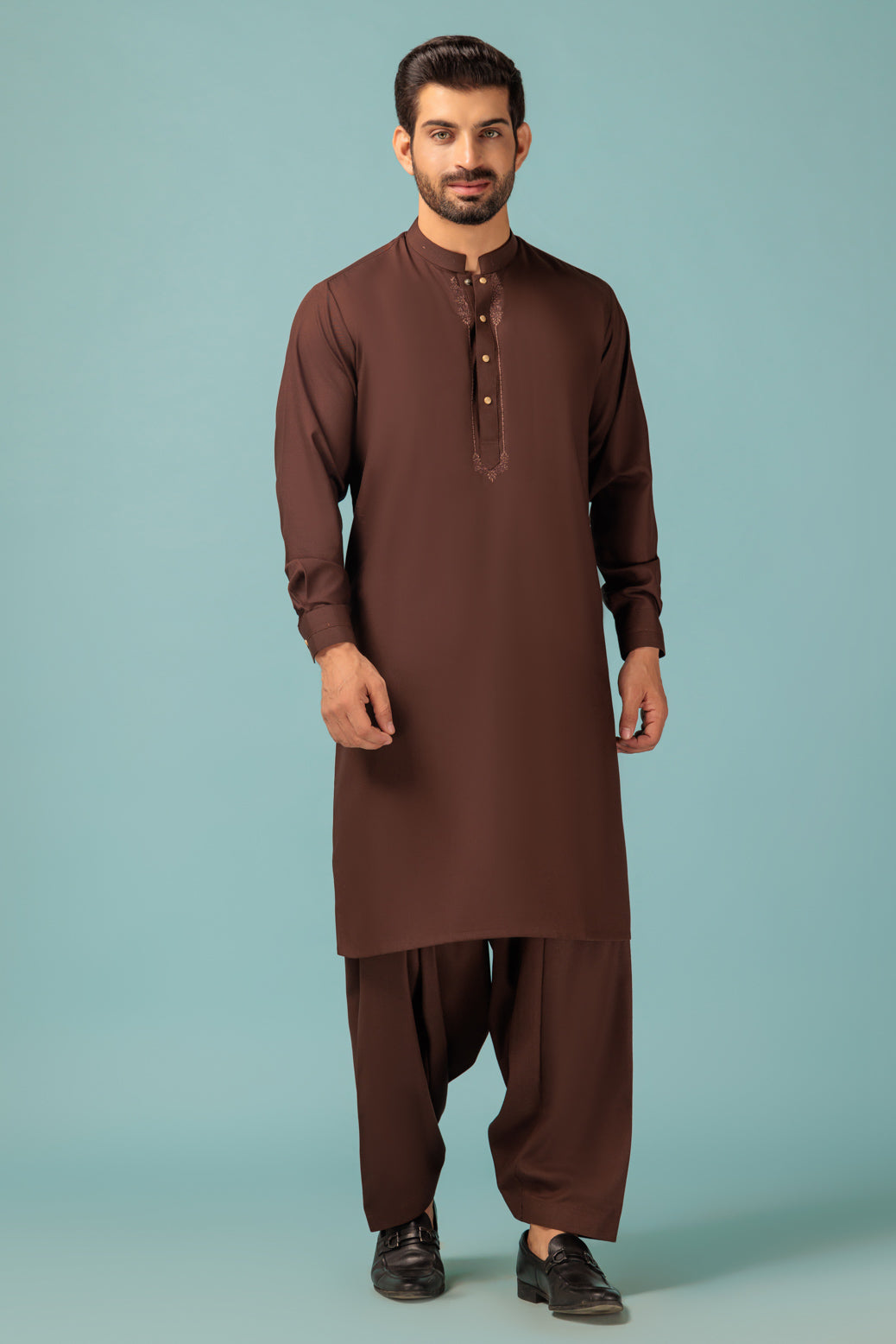 D-BROWN-BLENDED-KURTA SHALWAR - (KSRW23-032) – Bonanza Satrangi
